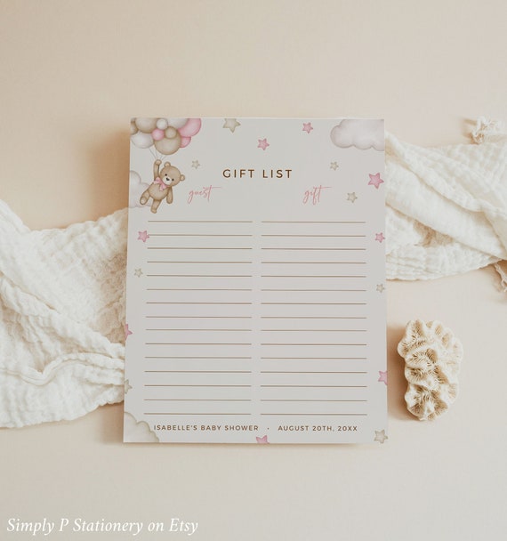 Plantilla De Registro De Baby Shower