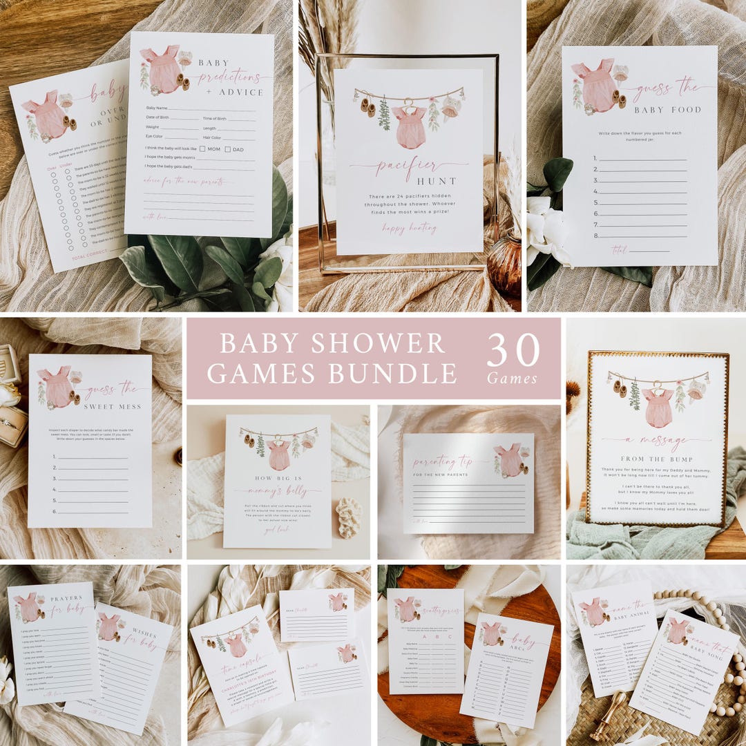 Boho Baby Clothes Baby Shower Games Bundle, Girl Baby Clothes Shower ...