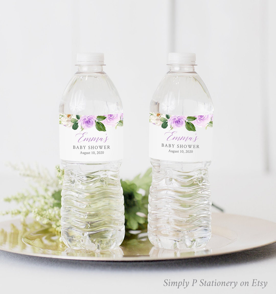 Lilac Floral Editable Personalised Water Bottle Labels - Etsy