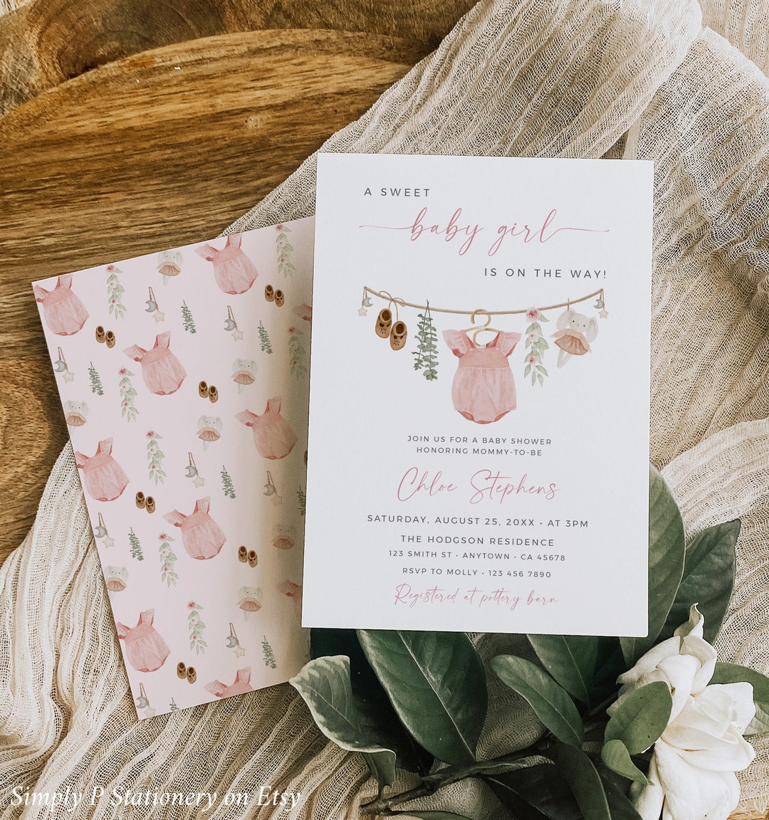 Baby Clothes Baby Shower Invitation Template, Clothes Line Baby Shower ...