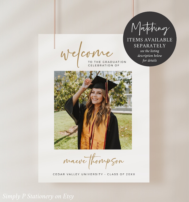 Gold Graduation Party Invitation, Minimal Graduation Invite, Modern ...