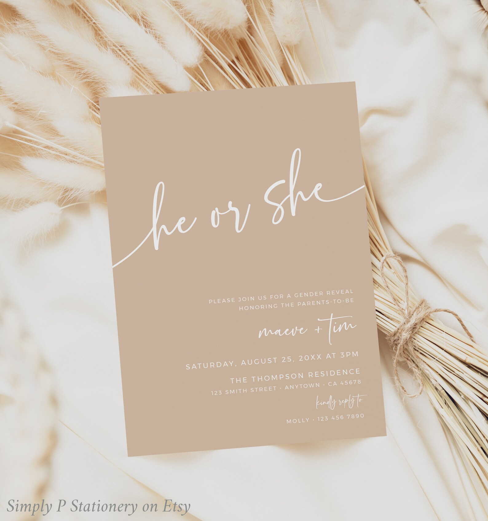 Neutral Gender Reveal Invite, Modern Gender Reveal Party Invitation ...