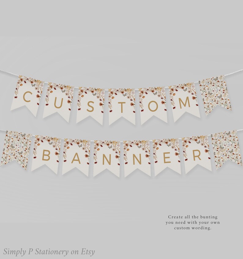 Wildflower Banner, Fall Baby Shower Bunting Template, Autumn Baby ...