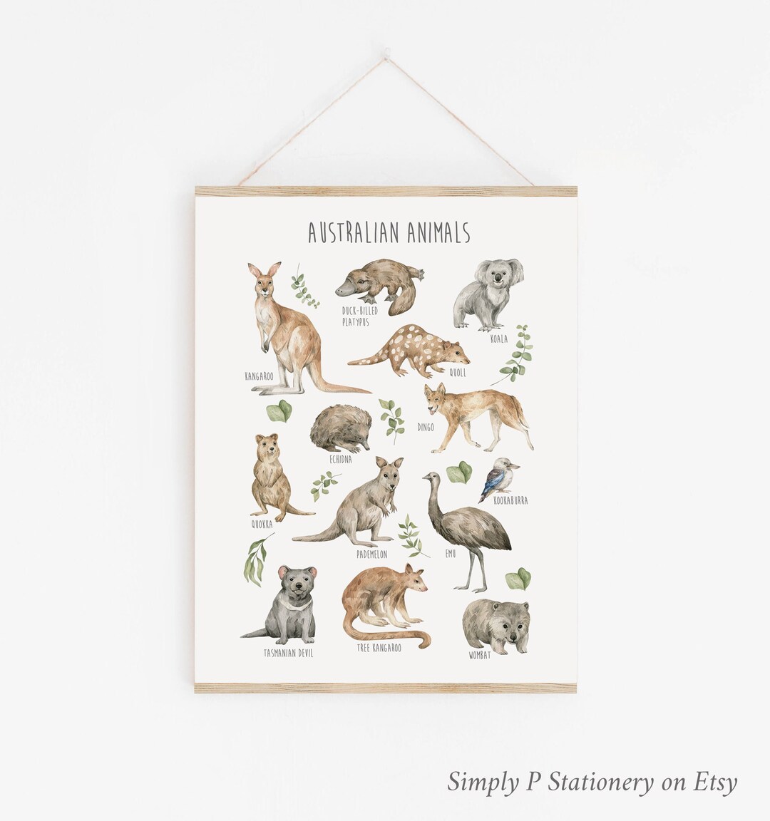 Australian Animal Art, Printable Animals of Australia Poster, Koala ...