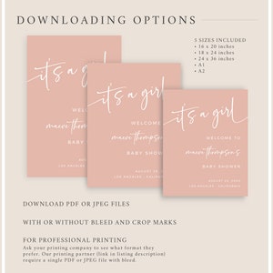 Girl Baby Shower Welcome Sign, Dusty Pink Welcome Sign, Modern Welcome ...