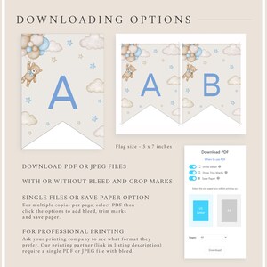 Teddy Bear Bunting Template, Bear Banner, Bear Baby Shower Decor Boy ...