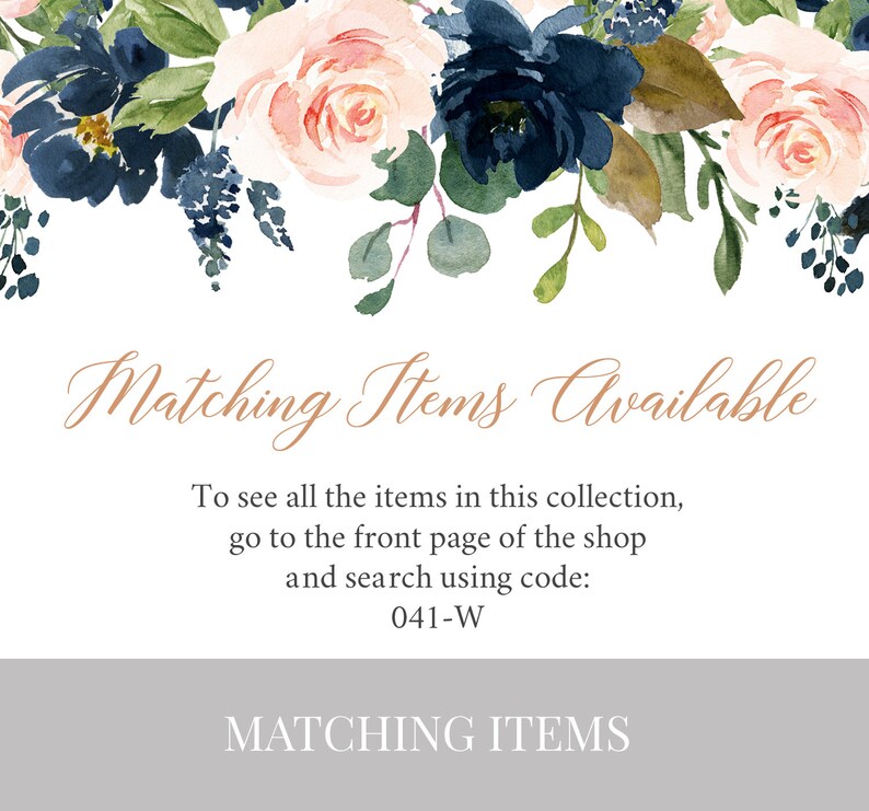 Navy Blush Rose Gold Editable Tag Pink Blue Floral Favor Tag - Etsy
