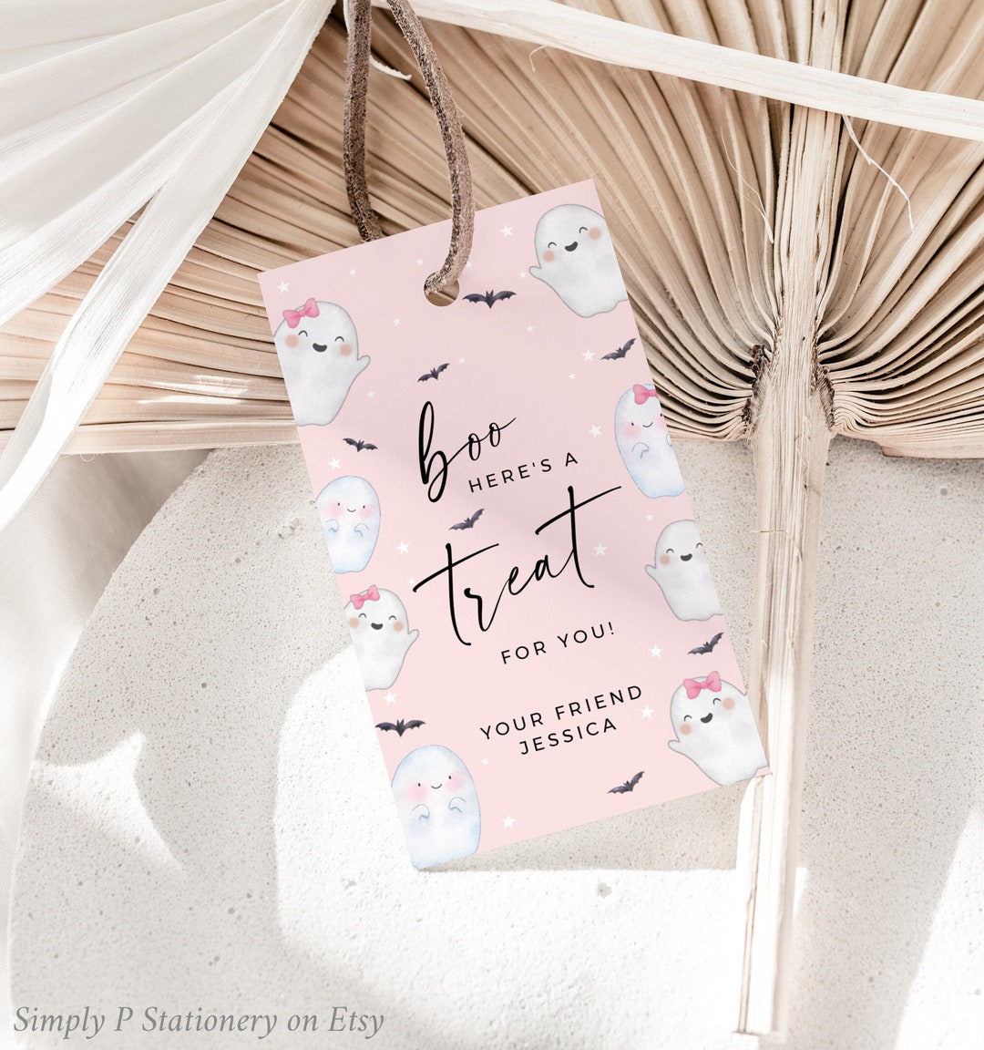 Printable Halloween Tag Template Girl Ghost Favor Tag Boo Here's a ...