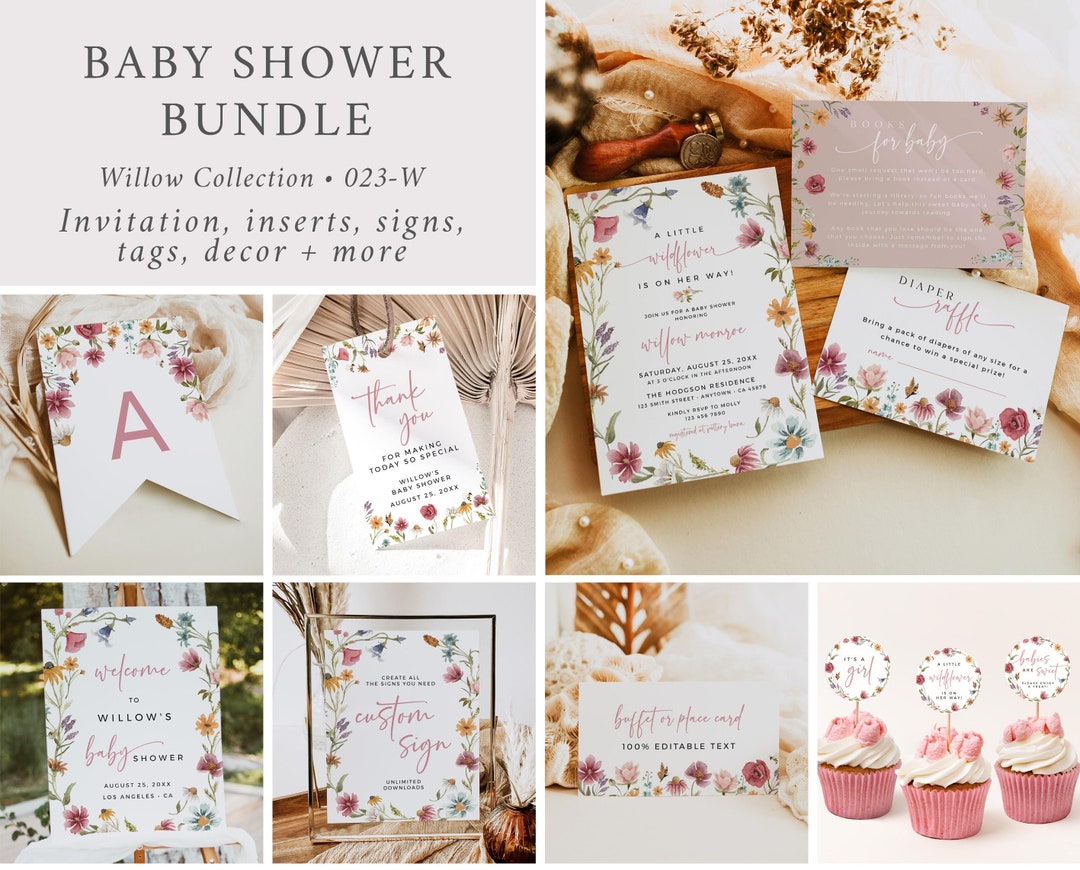 Wildflower Baby Shower Bundle, Girl Baby Shower Bundle, Wildflower ...
