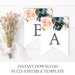 Navy Pink Floral Editable Bunting, Blush Floral DIY Banner Template ...