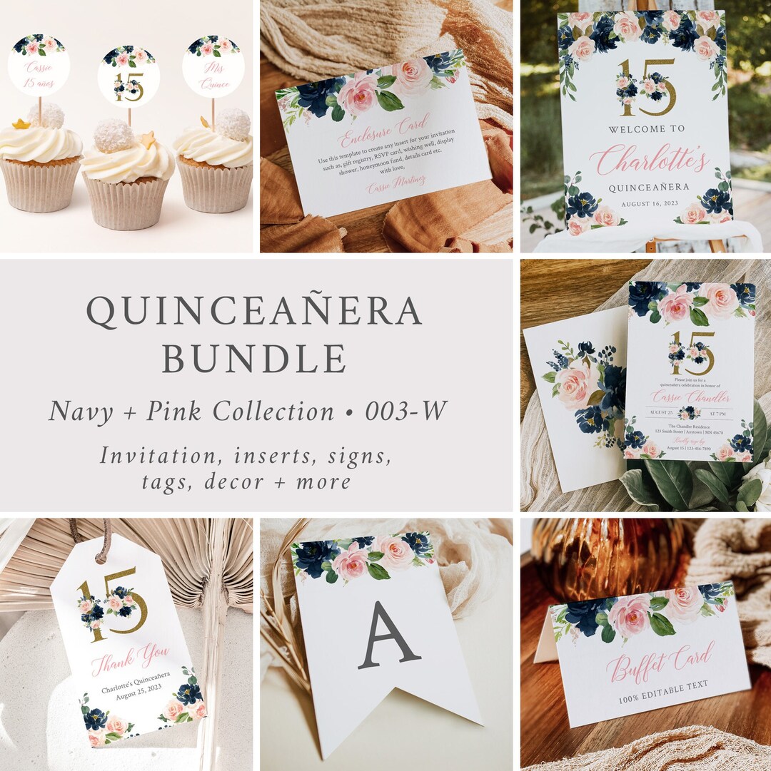 Quinceañera Bundle, Mis Quince Invitation Pack, Quinceañera Decoration ...