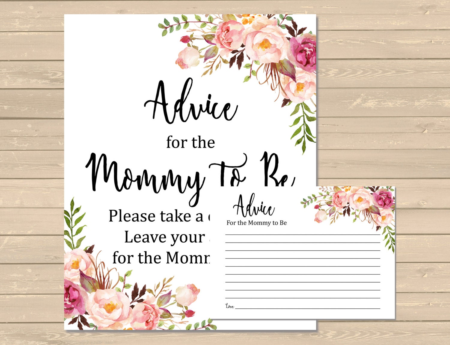 Boho Advice For The Mommy To Be Printable Cards And Sign Pink Etsy