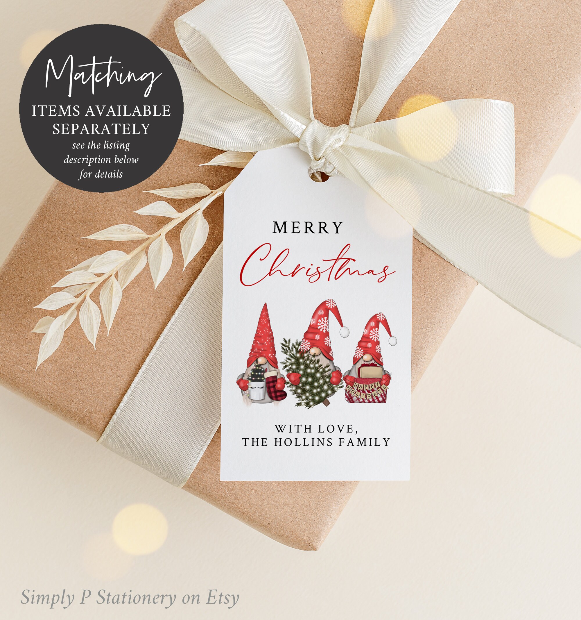 Scandi Gnomes Wine Bottle Label Template, Christmas Drink Gift Label ...