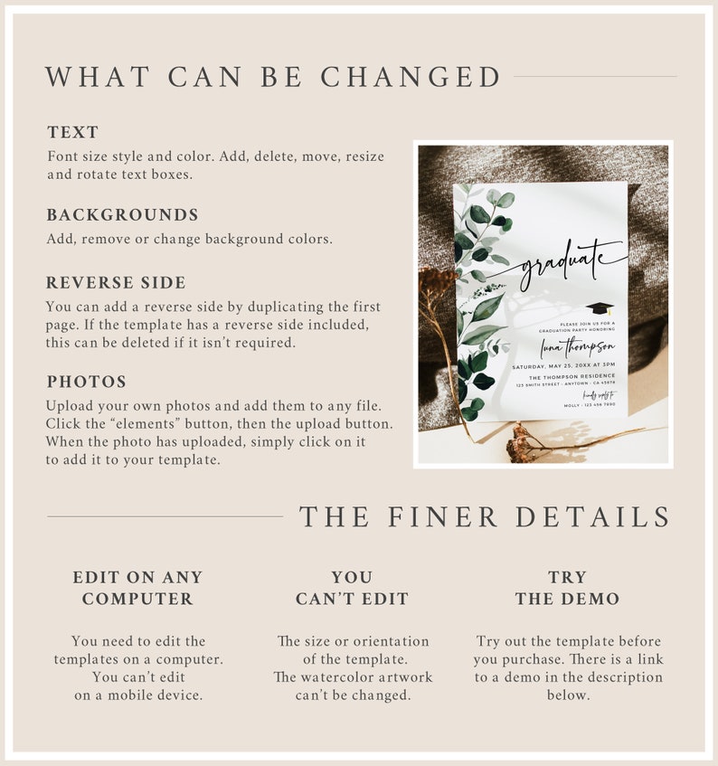 Botanical Graduation Invitation Greenery Graduation - Etsy