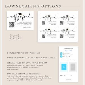 College Fund Insert With QR Code, Graduation Insert Card Template ...