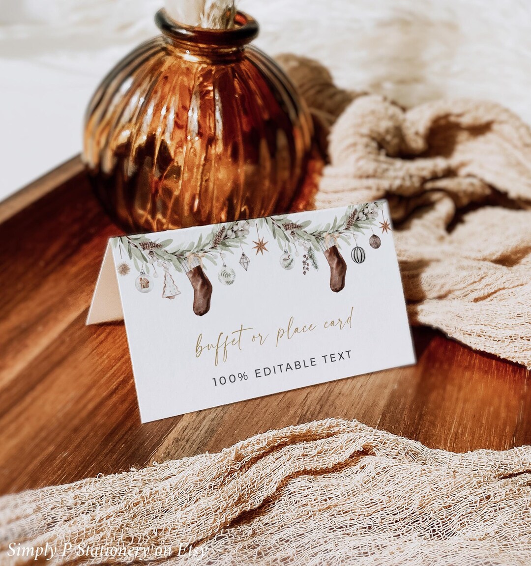 Christmas Buffet Labels, Holiday Food Tent Card, Boho Buffet Decor ...