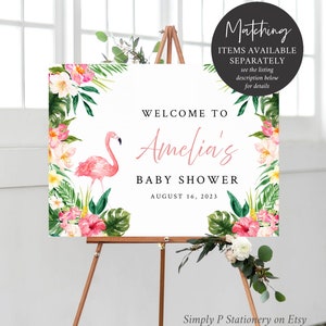 Flamingo Editable Buffet Labels, Pink Green Tropical Buffet Label ...