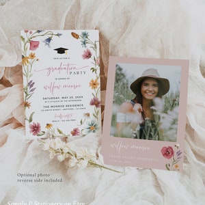 Wildflower Graduation Party Invitation, Wildflower Graduation ...