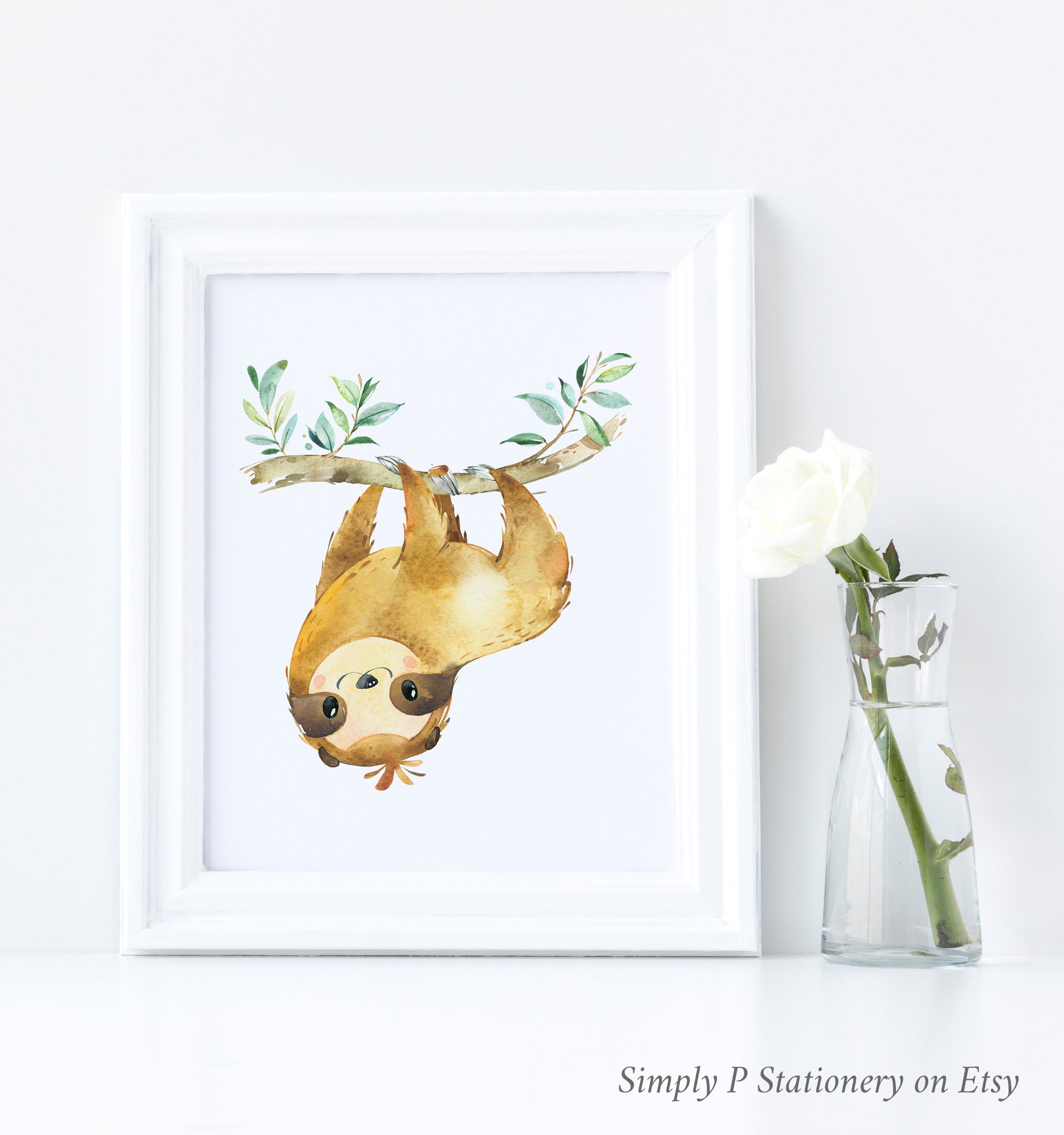 Greenery Sloth Printable Nursery Art Sloth Nursery Decor | Etsy