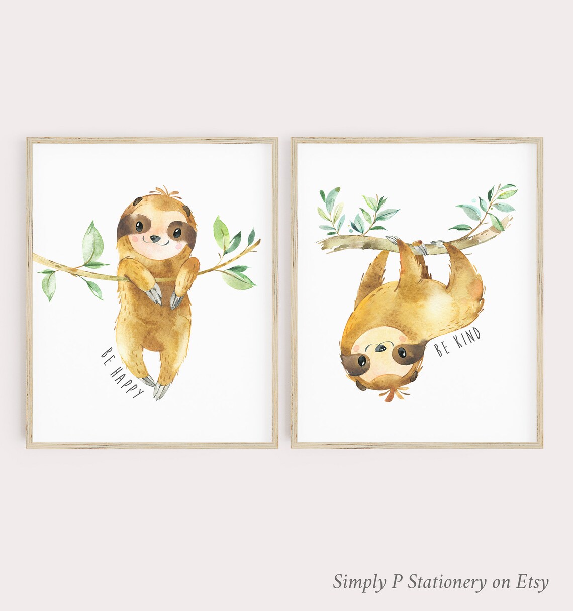 Printable Sloth Quotes Nursery Art Be Kind Happy Sloth | Etsy