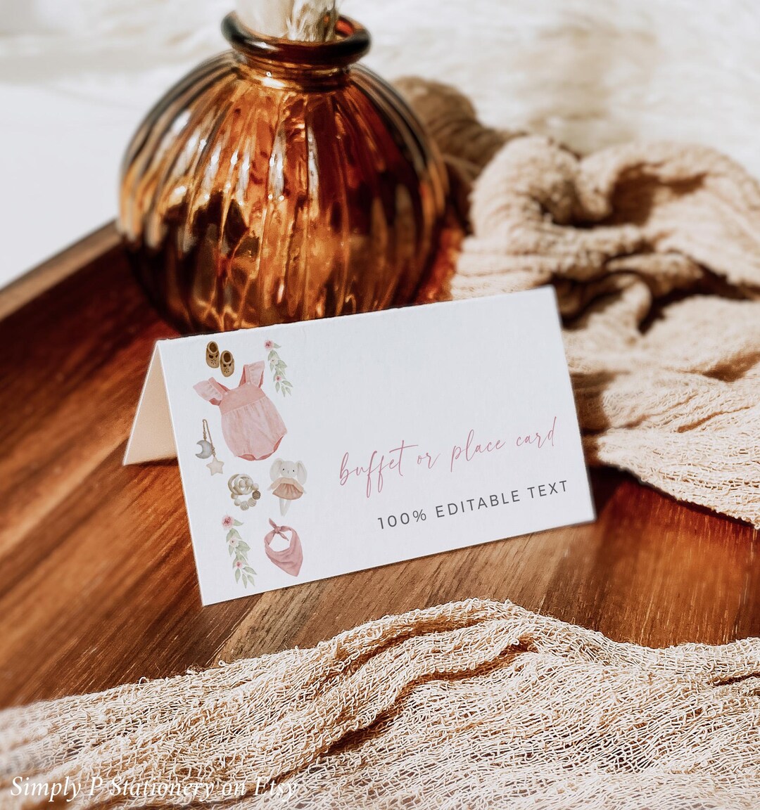 Boho Baby Clothes Food Tent Card, Clothes Line Buffet Labels, Baby ...