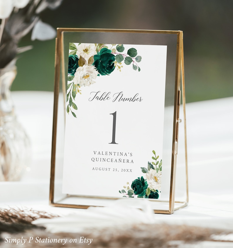 Emerald Quinceanera Table Numbers Quince Table Number - Etsy