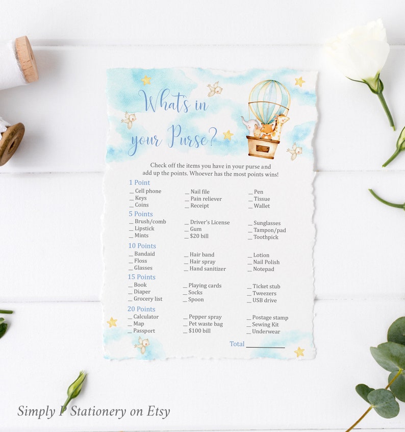 Hot Air Balloon Baby Shower Game Pack Printable Games Bundle - Etsy