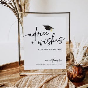 Graduation Advice & Wishes Card and Sign Template, Advice and Wishes ...