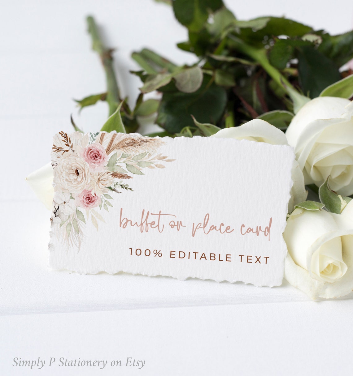 Boho Buffet Labels, Pampas Grass Food Cards, Boho Buffet Decoration ...