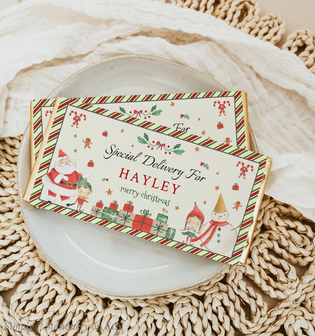 Santa Candy Bar Wrapper Editable Chocolate Bar Wrapper Template ...