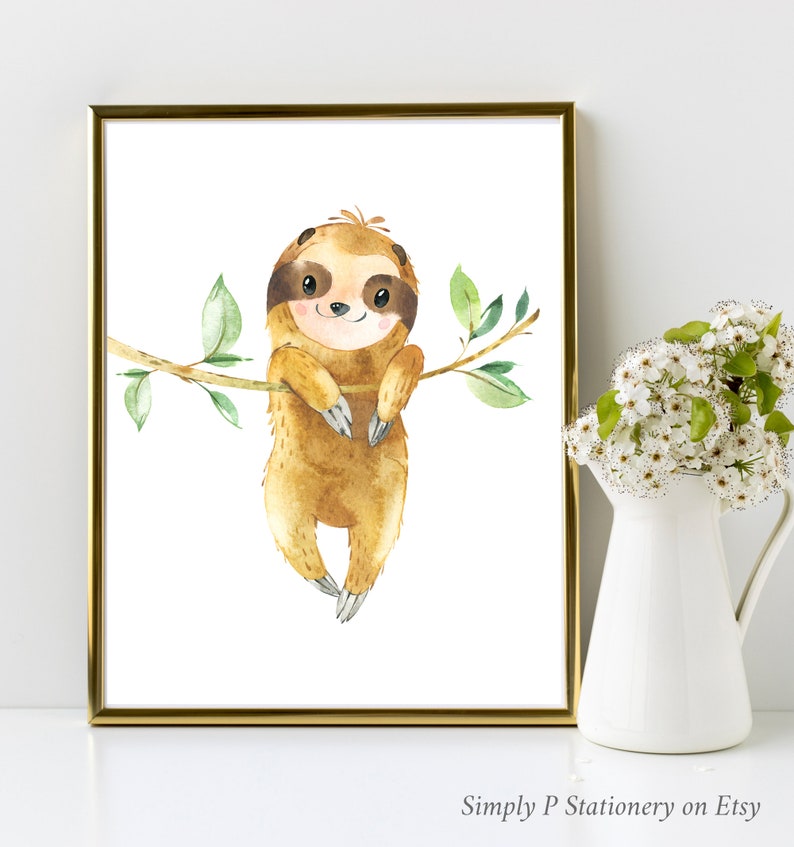 Greenery Sloth Printable Nursery Art Sloth Nursery Decor | Etsy