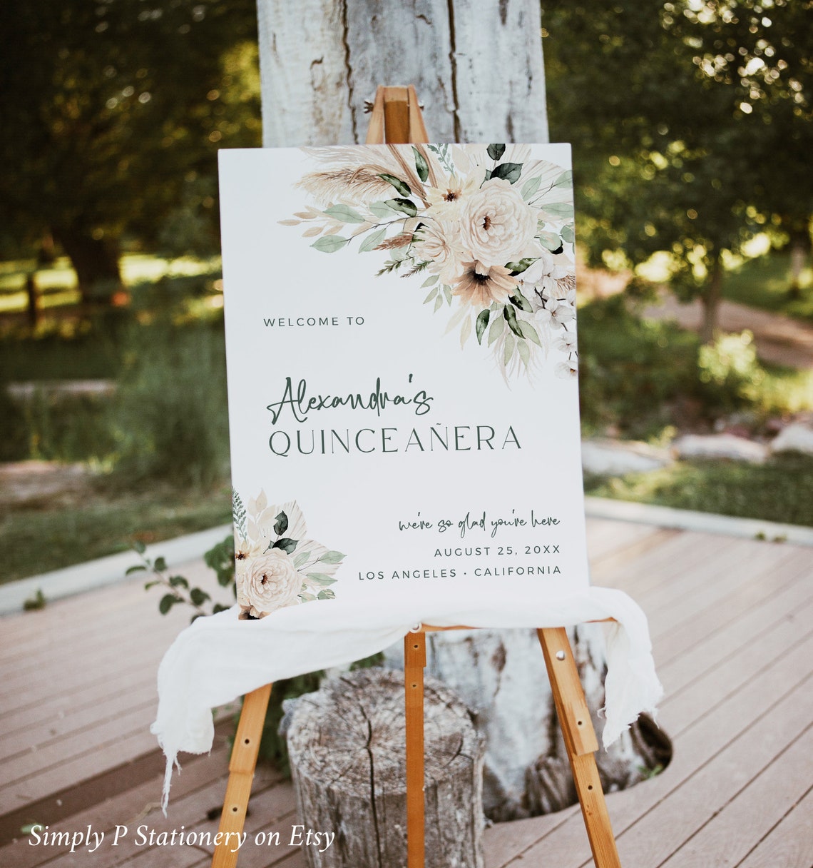 Boho Quinceañera Welcome Sign, Sage Green Quince Welcome Board, Sweet ...