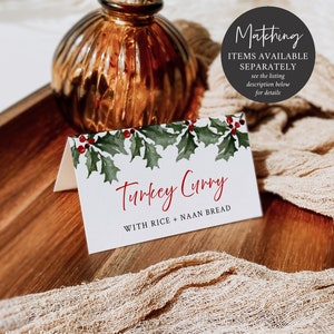 Editable Round Holly Christmas Gift Tag, Printable Holly Holiday Label ...