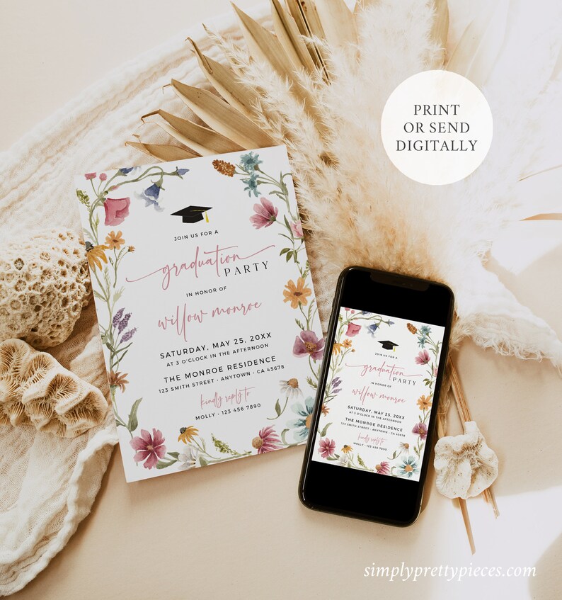 Wildflower Graduation Party Invitation Wildflower Graduation - Etsy