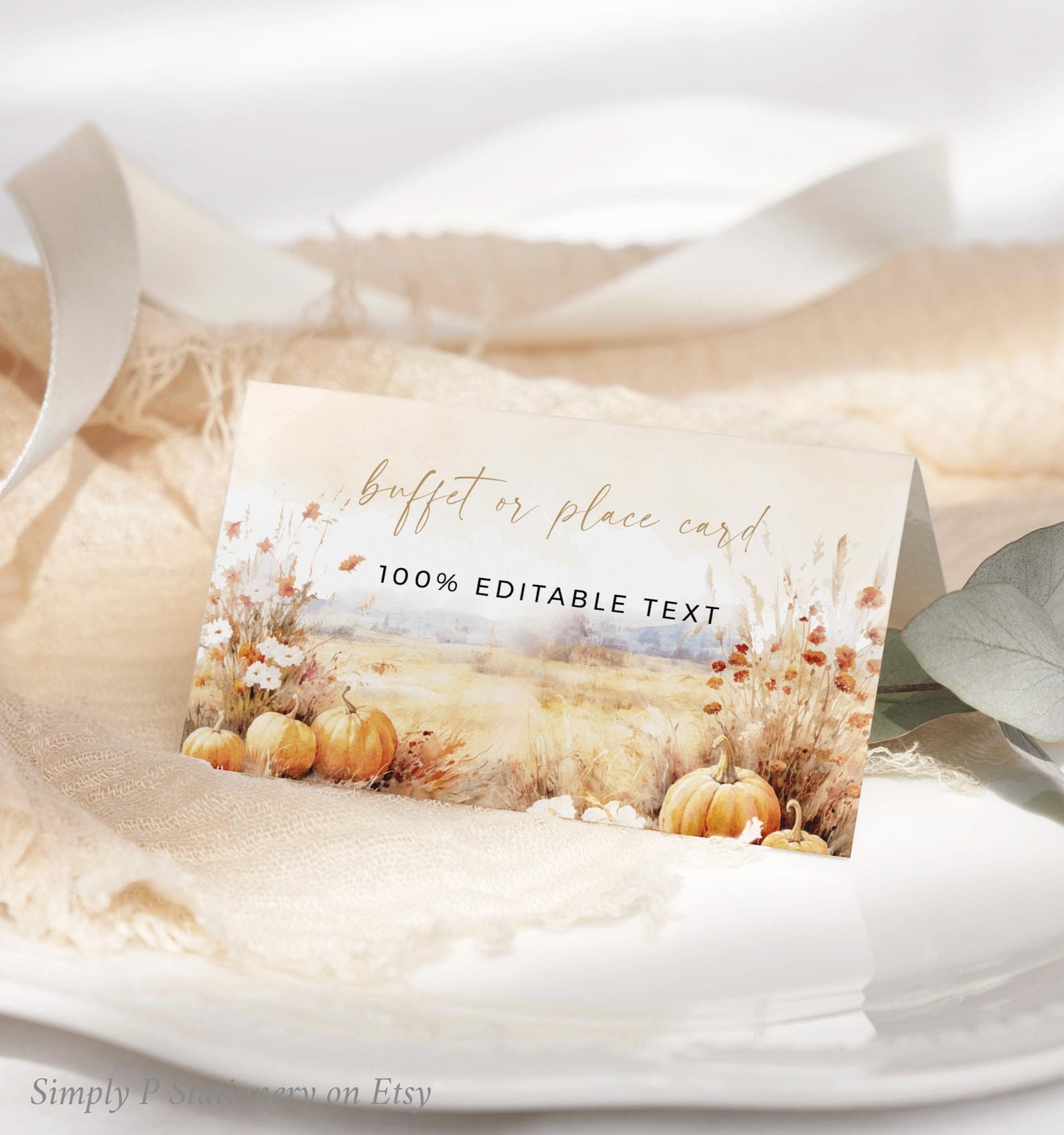 Pumpkin Buffet Labels, Thanksgiving Food Tent Card, Rustic Buffet Decor ...