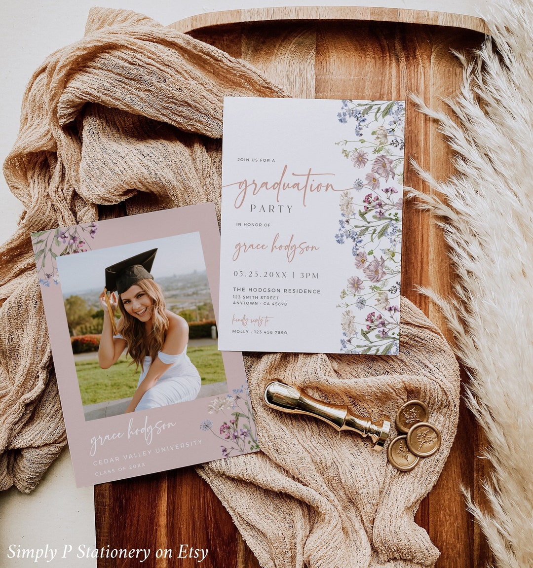 Wildflower Graduation Announcement, Wildflower Graduation Party Invite ...