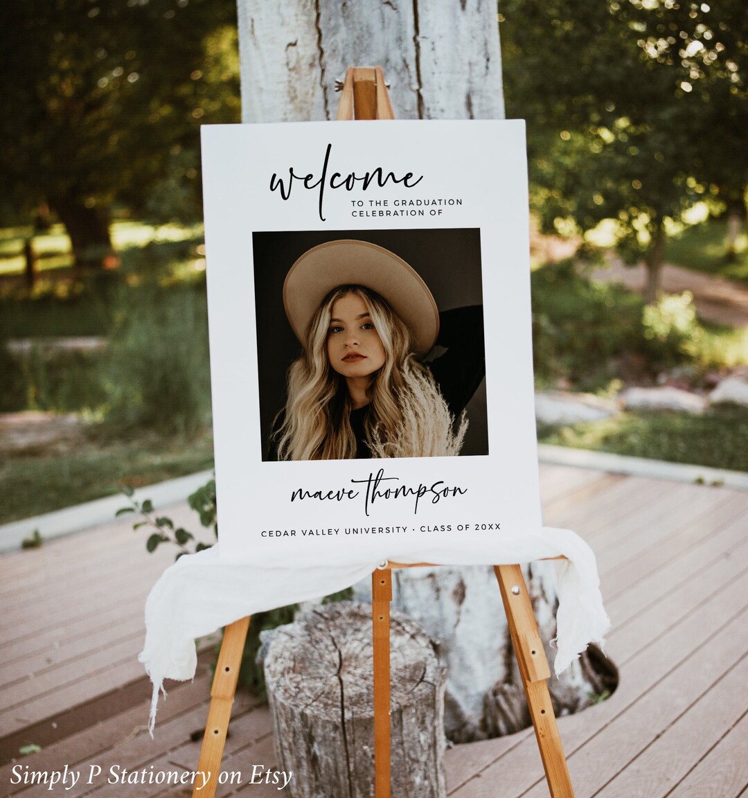 Graduation Welcome Sign, Modern Graduation Party Sign Template, Photo ...