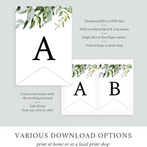 Greenery Editable Bunting, Leaves DIY Banner Template, Foliage Custom ...