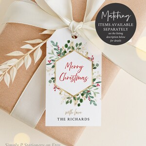 Printable Round Christmas Gift Tag Template, Christmas Label, Editable ...