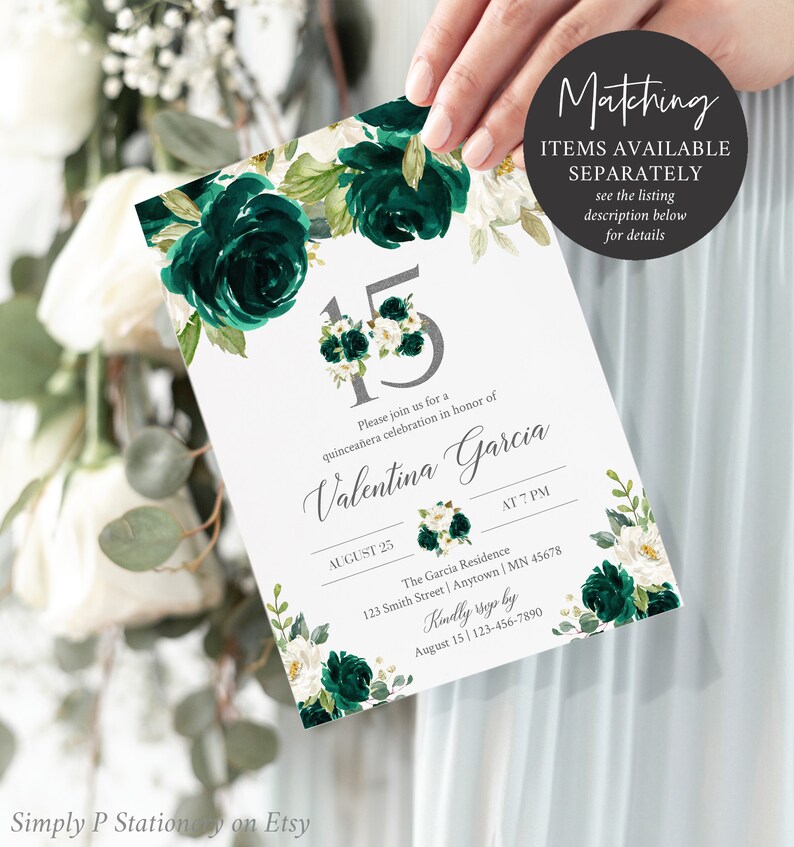 Emerald Quinceanera Table Numbers, Quince Table Number Template ...