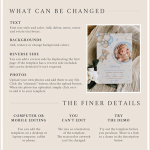 Bear Birth Announcement Template Boy, Teddy Bear Newborn Announcement ...