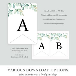 Eucalyptus Editable Bunting, Greenery DIY Banner Template, Foliage ...