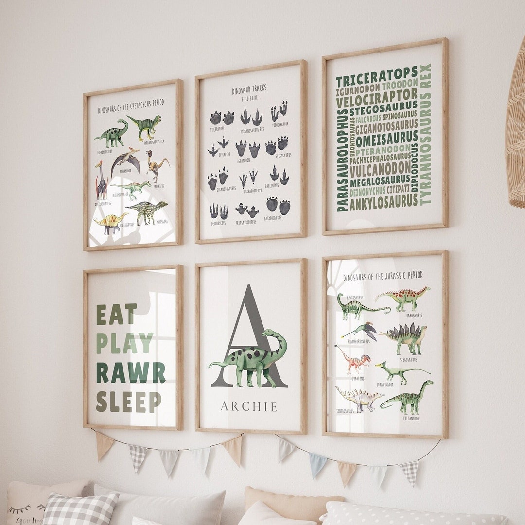 Dinosaur Boy's Room Art, Dinosaur Poster, Dinosaur Monogram Art, Name ...