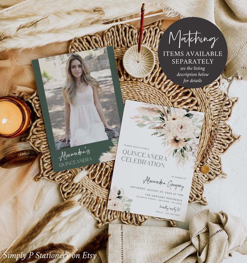 Boho Quinceañera Booklet Program, Printable Mis Quince Bi-fold Template ...