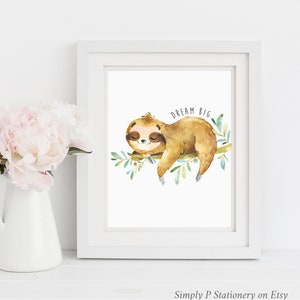 Greenery Sloth Quotes Printable Nursery Art, Sloth Nursery Decor ...