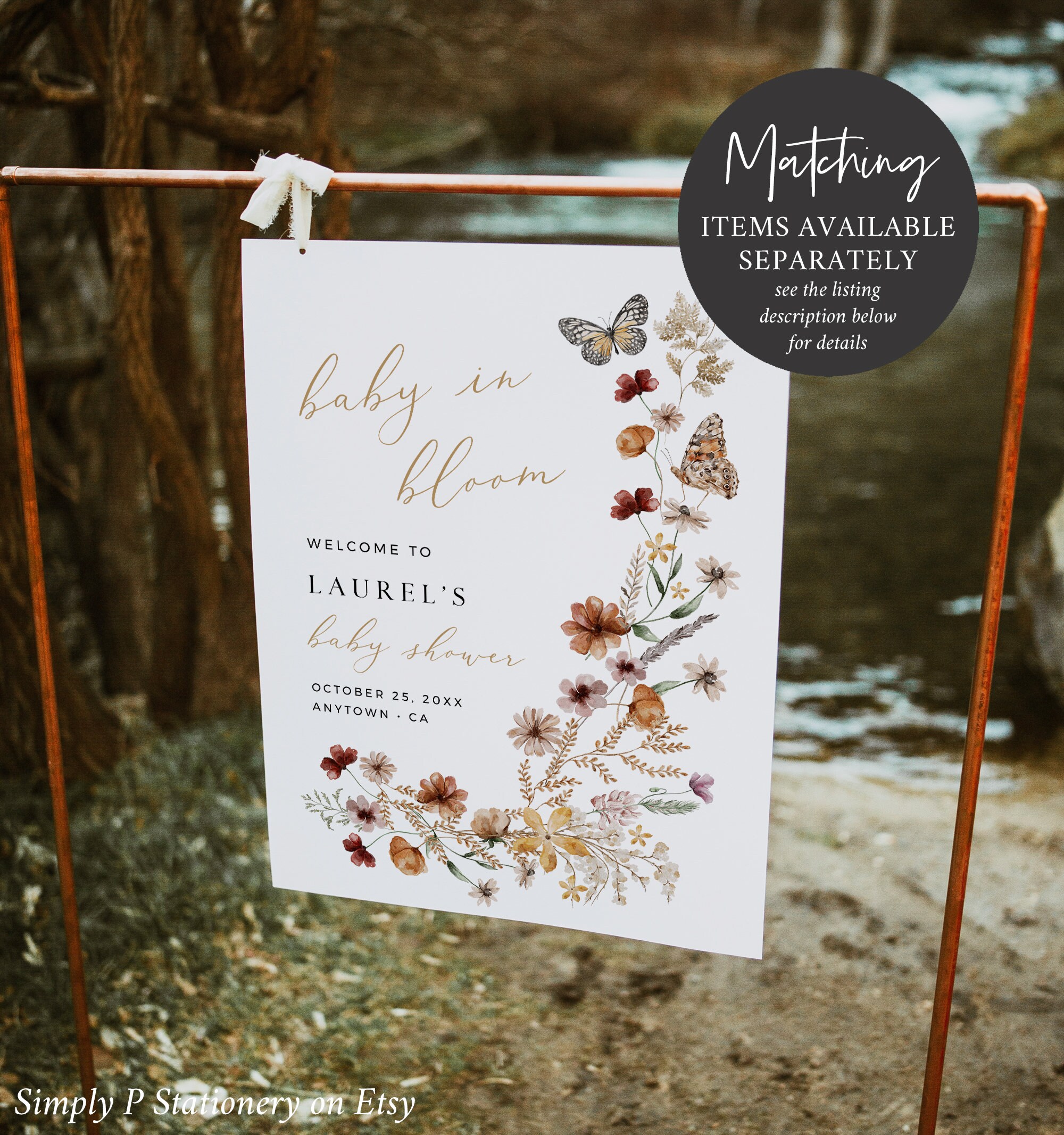 Wildflower Banner, Fall Baby Shower Bunting Template, Autumn Baby ...