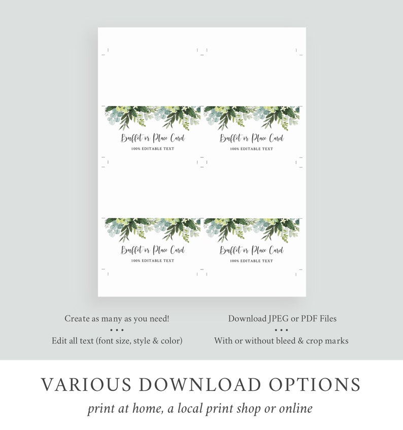 Editable Foliage Buffet Labels Botanical Buffet Label - Etsy