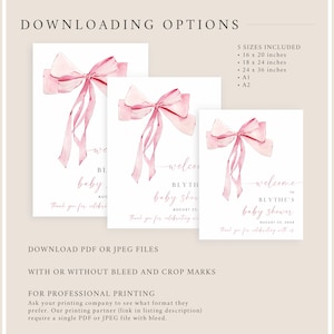 Pink Bow Baby Shower Welcome Sign Template, Girl Baby Shower Welcome ...