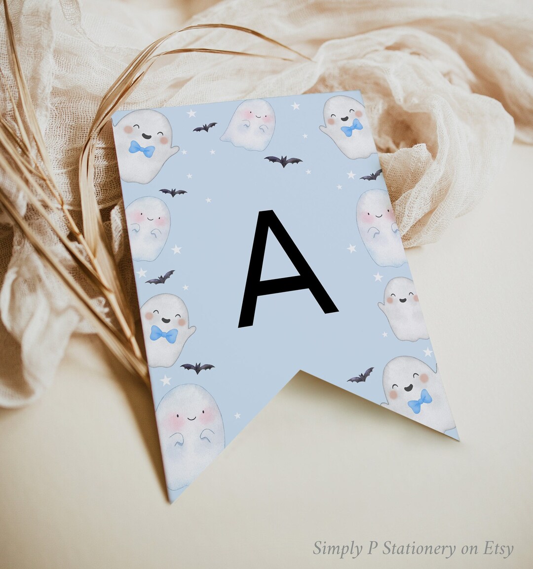 Little Boo Bunting Template, Ghost Banner, Halloween Baby Shower Decor ...