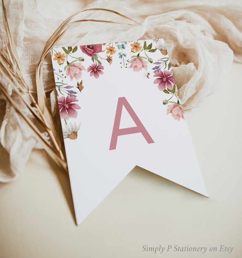 Wildflower Banner, Wildflower Bunting, Girl Baby Shower Decor, Meadow ...